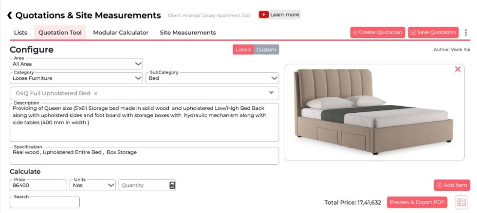 Interior Design Quotation Template | Dzylo